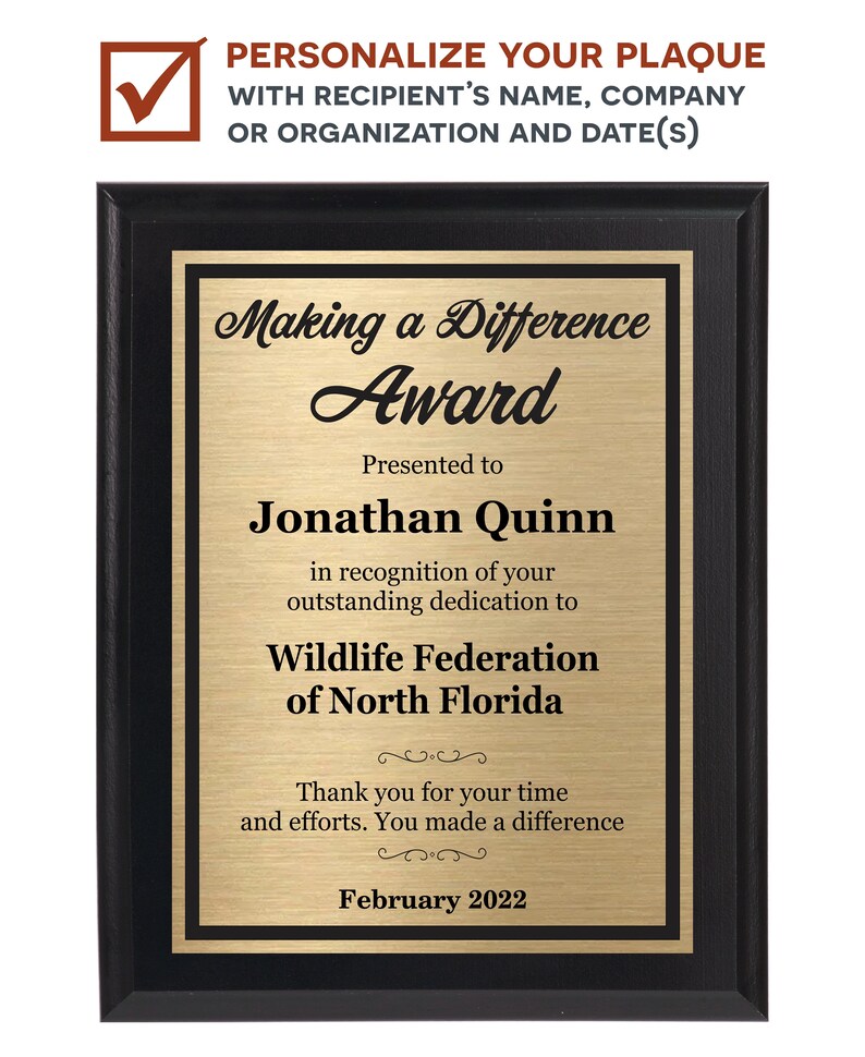 Making a Difference 8x10 Plaque Personalized Award - Etsy
