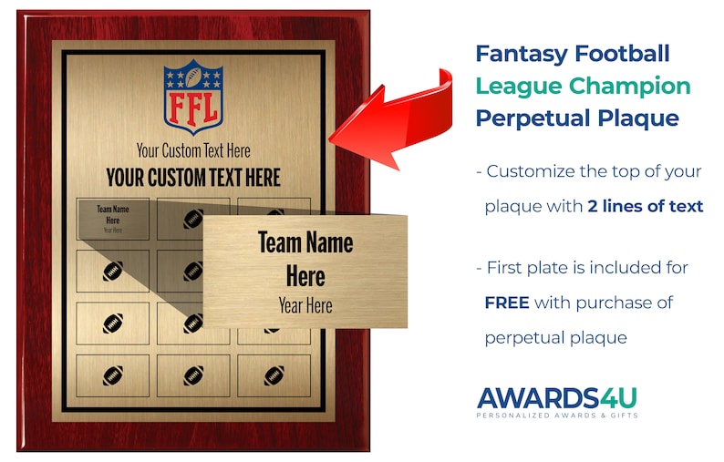 Fantasy Football Plaque With Customizable Plates Perpetual - Etsy