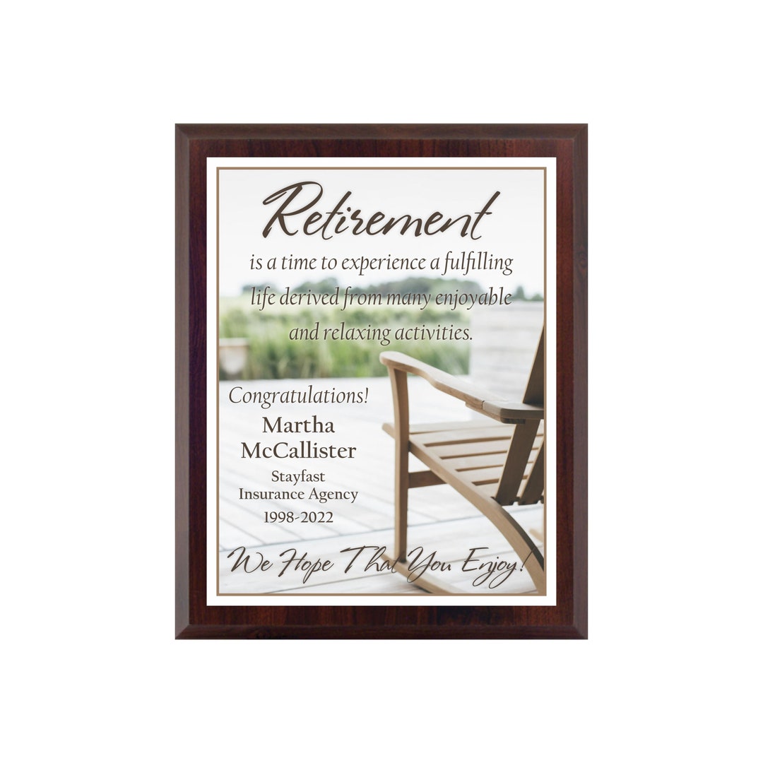 8x10 Customized Retirement Plaque - Personalized Award - Rocking Chair ...