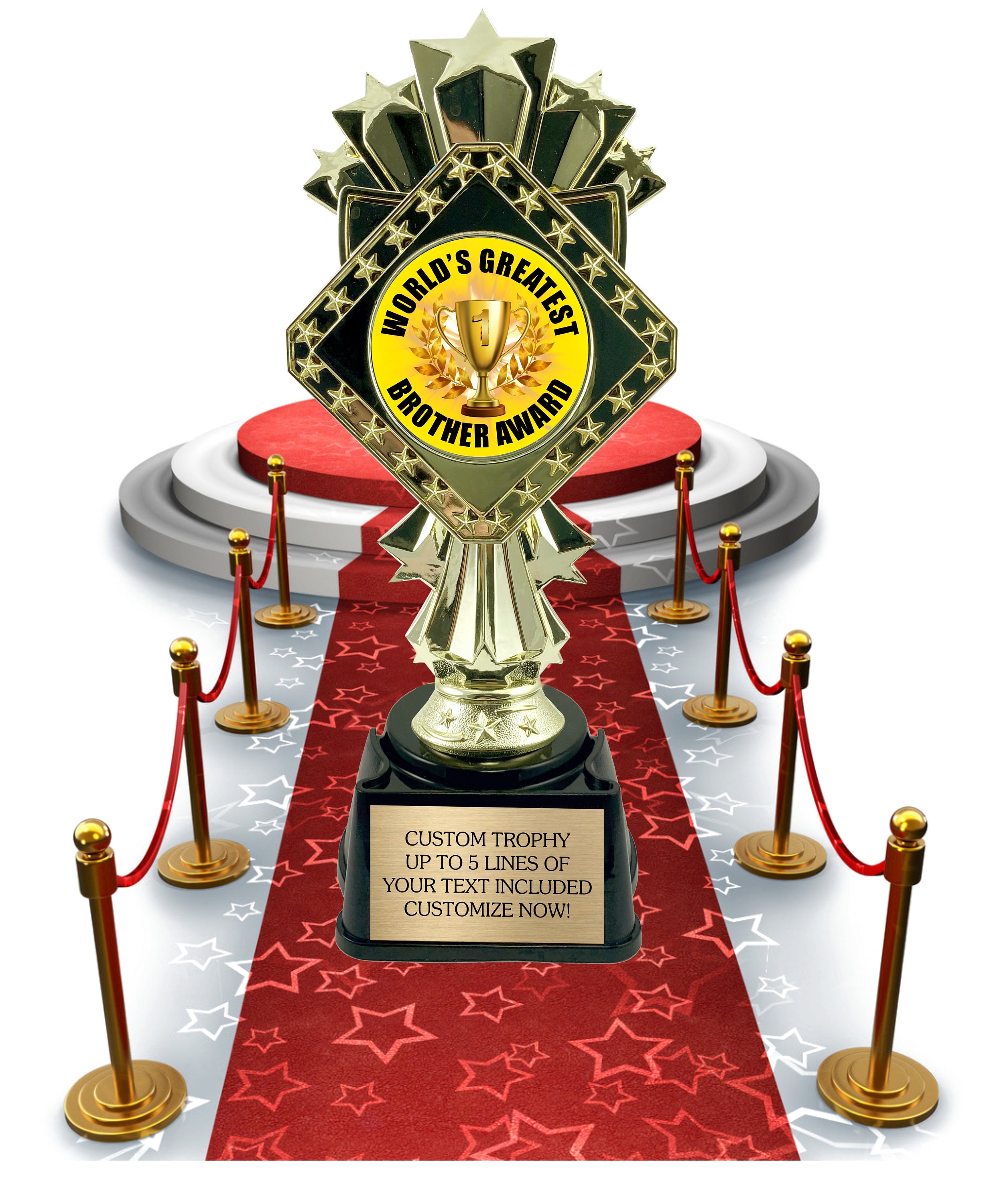 Engraved "world's Greatest Brother" Trophy - Personalized Brother Award ...