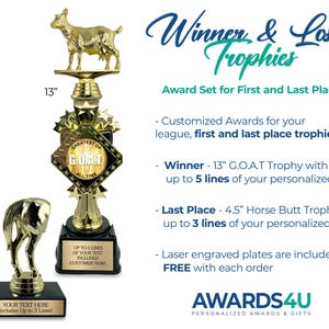 Winner and Loser Trophies – Personalized Goat and Horse Butt Trophy Set ...