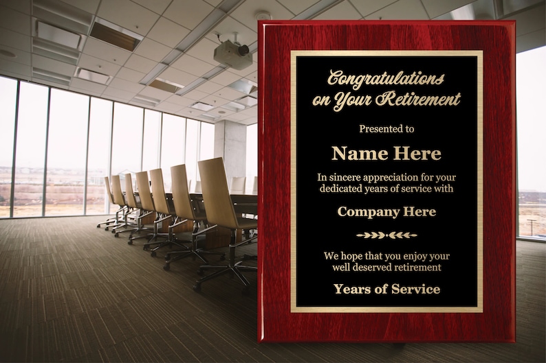 Personalized Retirement Plaque - Custom Award Gift for Retiree - Choose ...