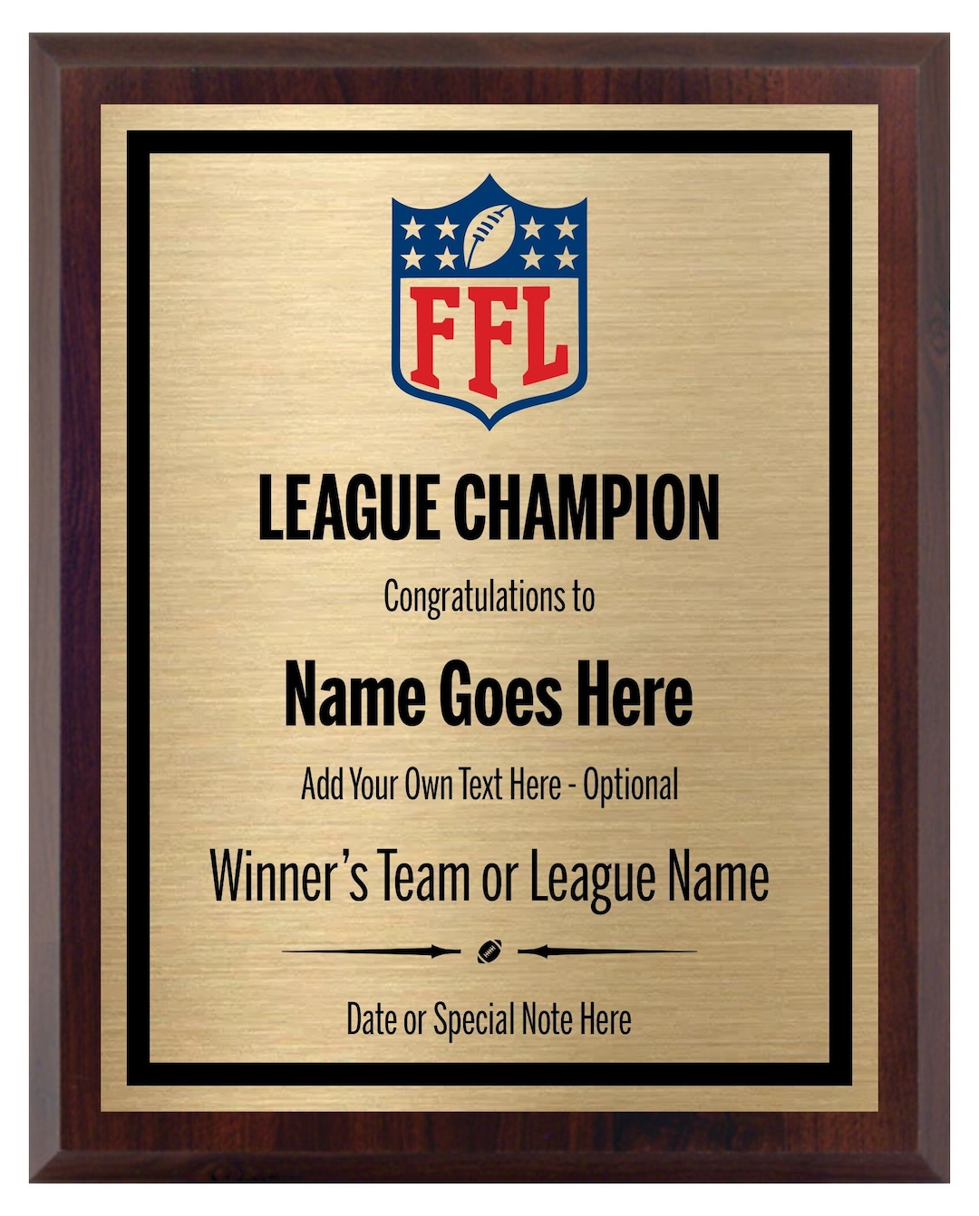 Fantasy Football Award Plaque - Personalized Award for Champion ...