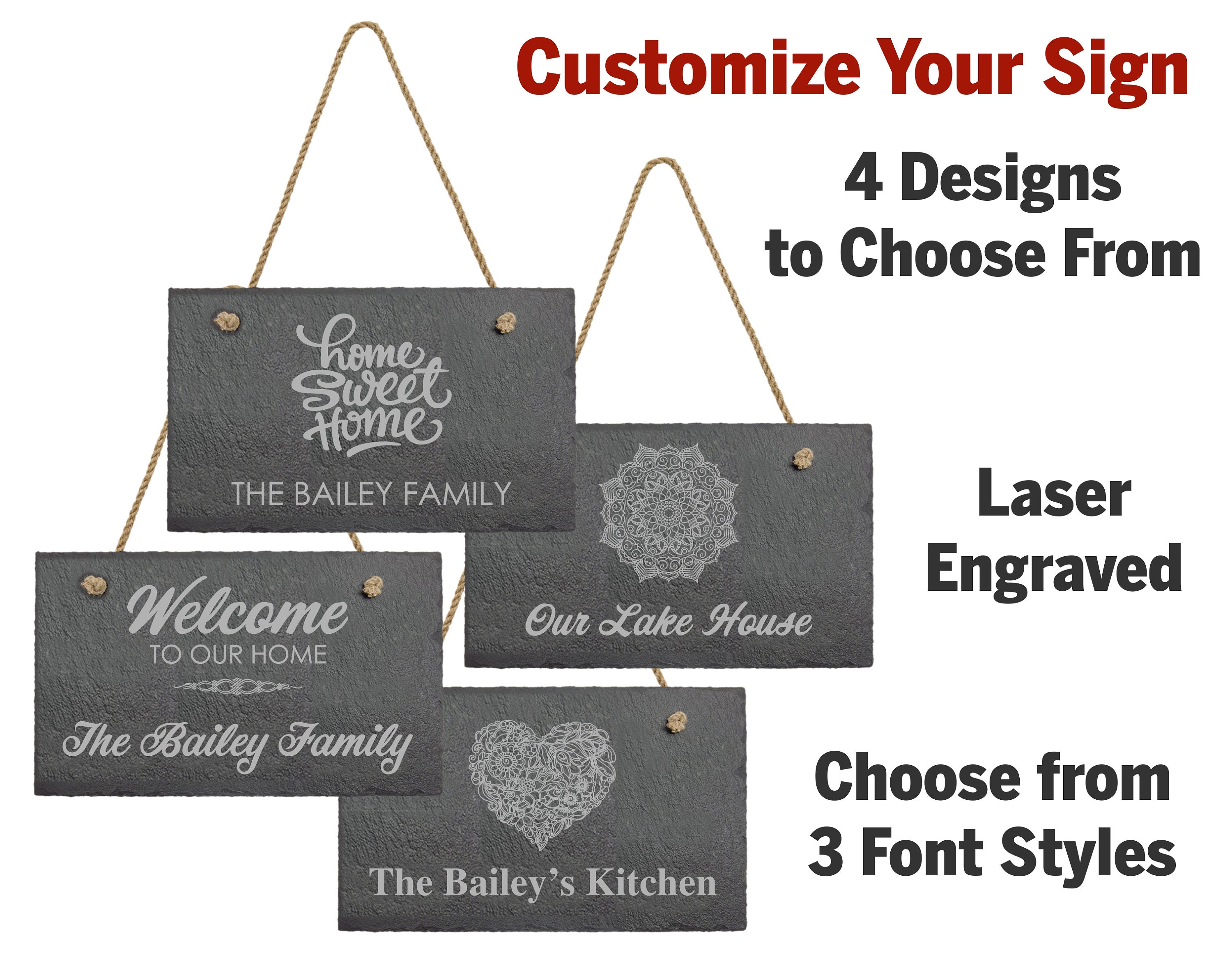 Custom Slate Plaque 12x7 Choose Your Design Indoor Outdoor | Etsy