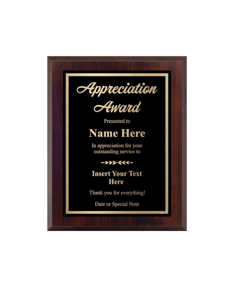 Custom Plaque for Appreciation - Laser Engraved Personalized Award ...