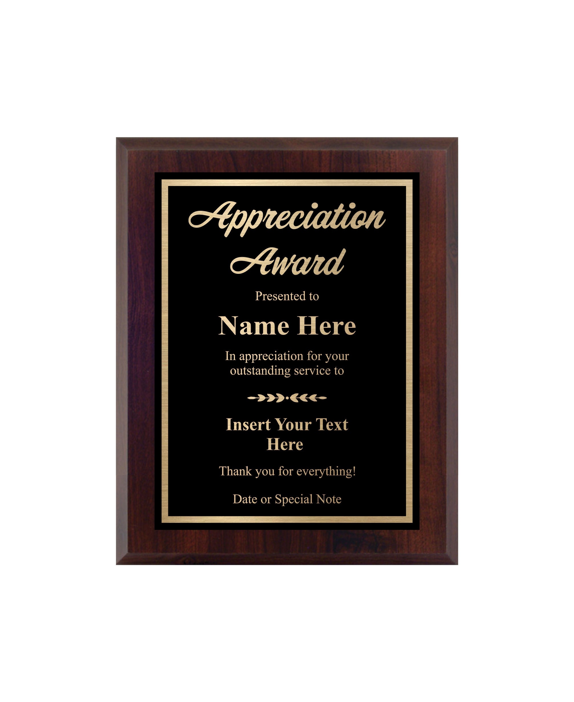 Custom Plaque for Appreciation - Laser Engraved Personalized Award ...