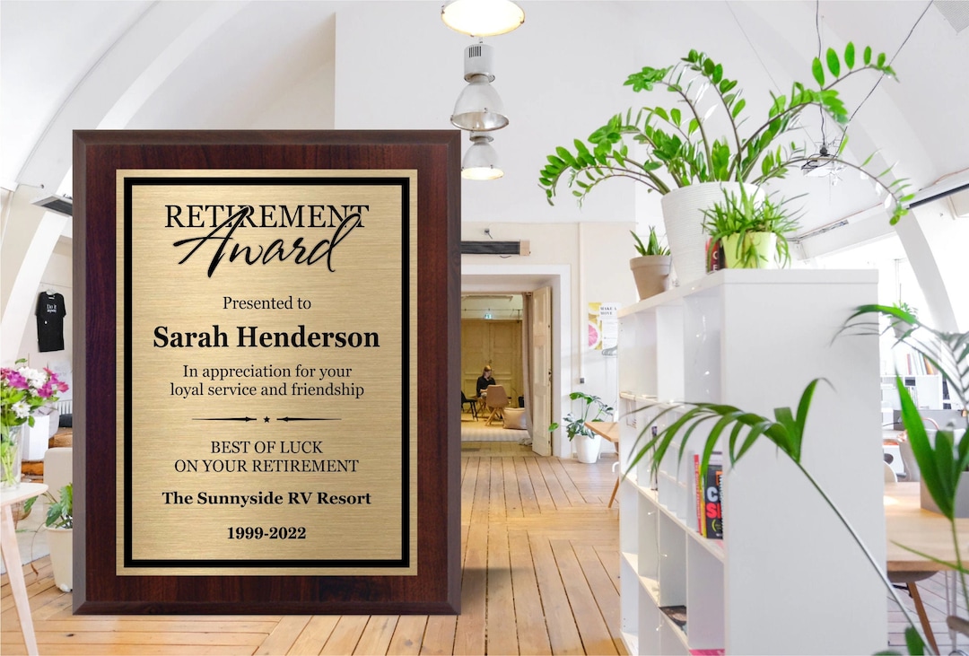 8x10 Personalized Retirement Plaque, Customized Award for Co-worker or ...