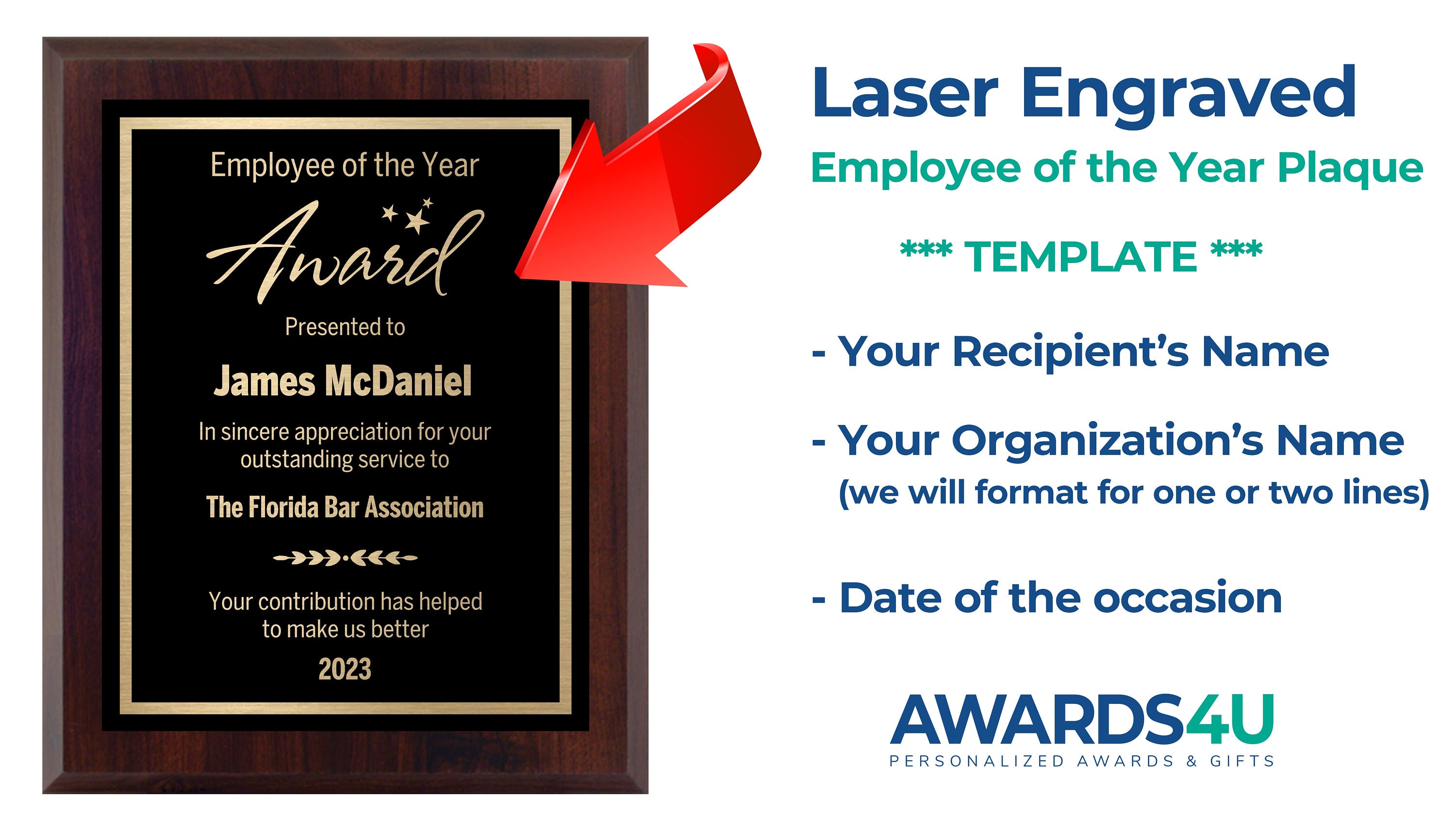 Employee Of The Year Plaque Wording