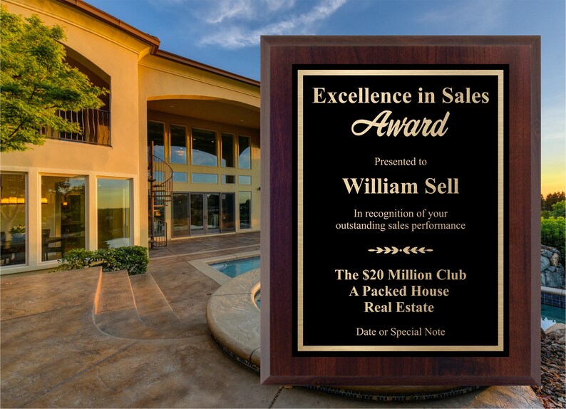 Sales Award Custom Plaque for Excellence in Sales, Top Salesperson ...