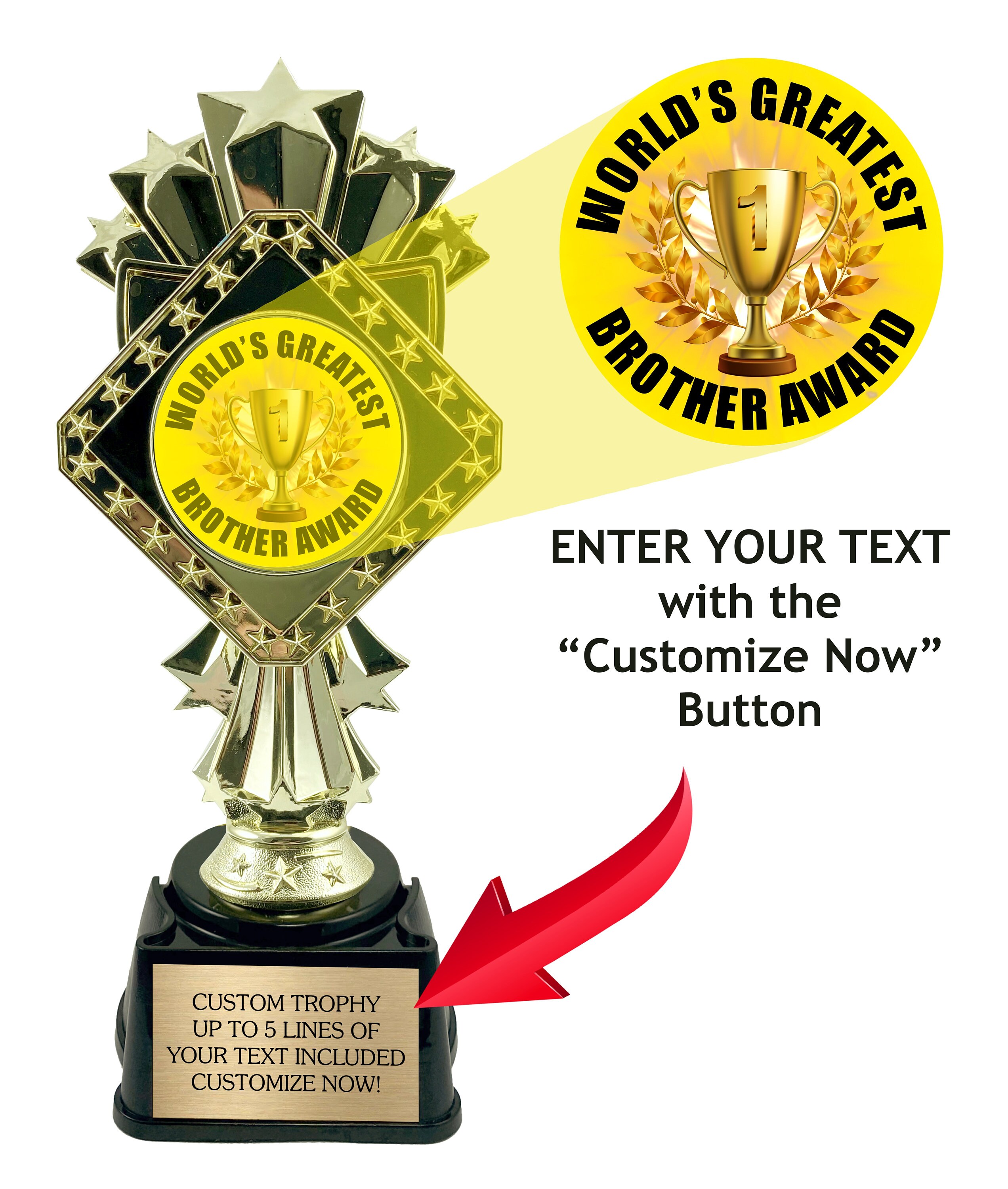 Engraved "world's Greatest Brother" Trophy - Personalized Brother Award ...