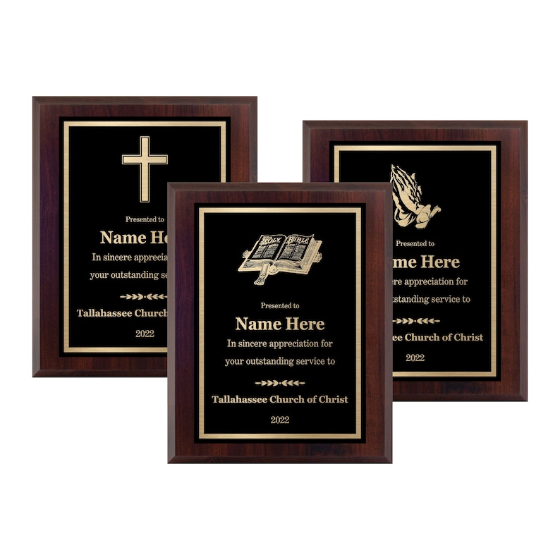 Personalized Church Award - Engraved Custom Religious Plaque - Etsy