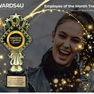 Employee of the Month Trophy With Engraved Plate - Personalized Award ...