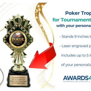 Poker Trophy for Champion - Customized Award for Tournament Winner of ...