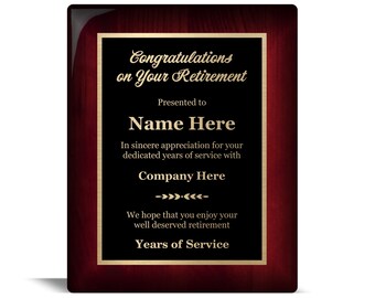 8x10 Personalized Retirement Plaque Customized Award for | Etsy