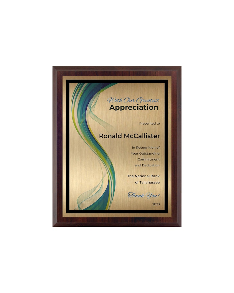 Employee Appreciation Plaque Personalized Gift Recognition - Etsy