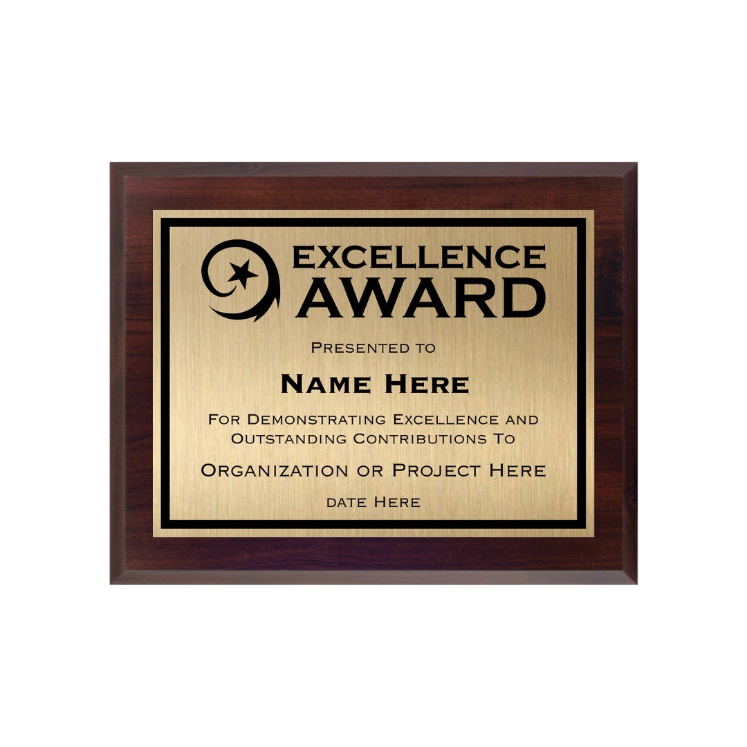Customized Excellence Award - Personalized Plaque 8x10 - Etsy