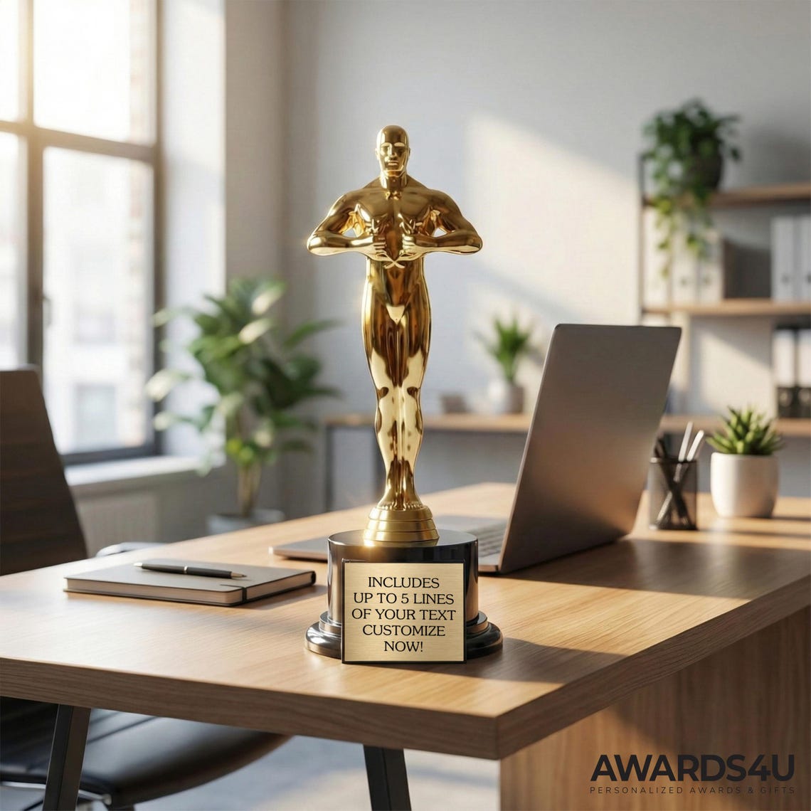 Custom Trophy 10.5 Inches Tall - Personalized Golden Statue Award With ...