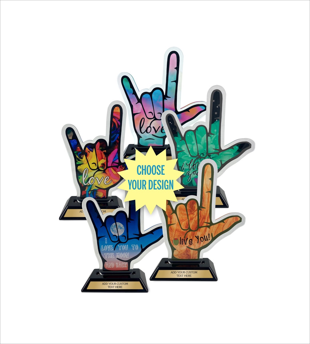 I Love You Sign Language Acrylic Trophy – Custom Engraved Gift - Etsy