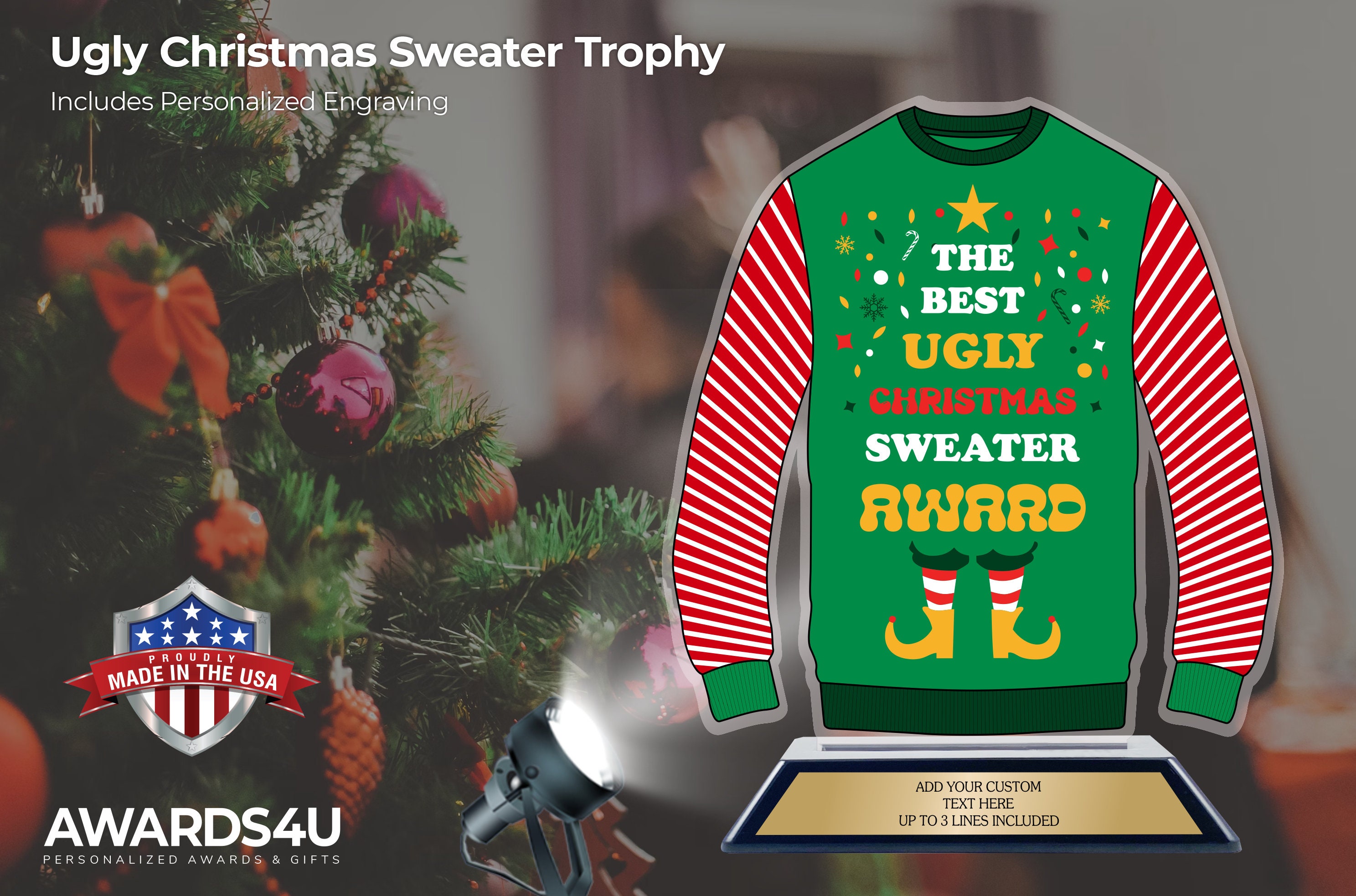 Ugly Sweater Award Trophy – Personalized Christmas Contest Prize - Etsy