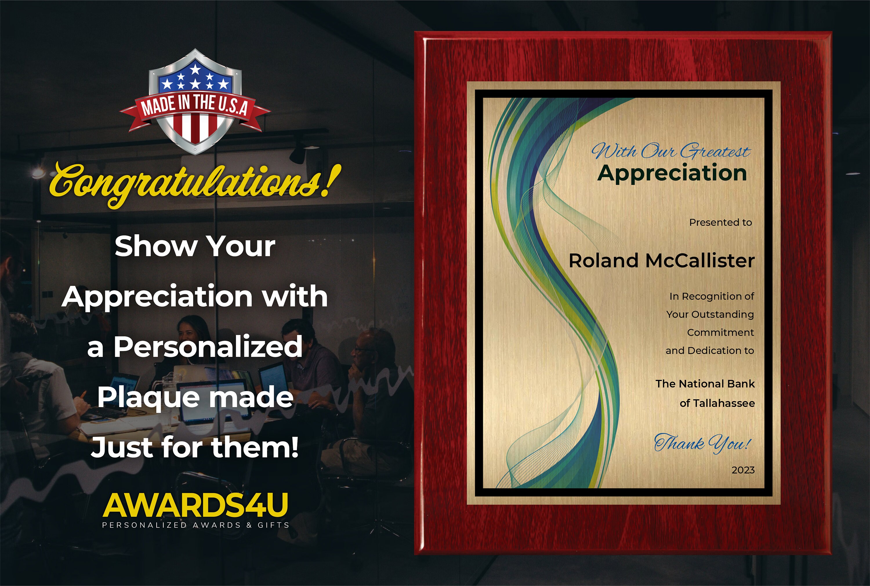 Customized Employee Recognition Plaque 12x15 Inches - Appreciation ...