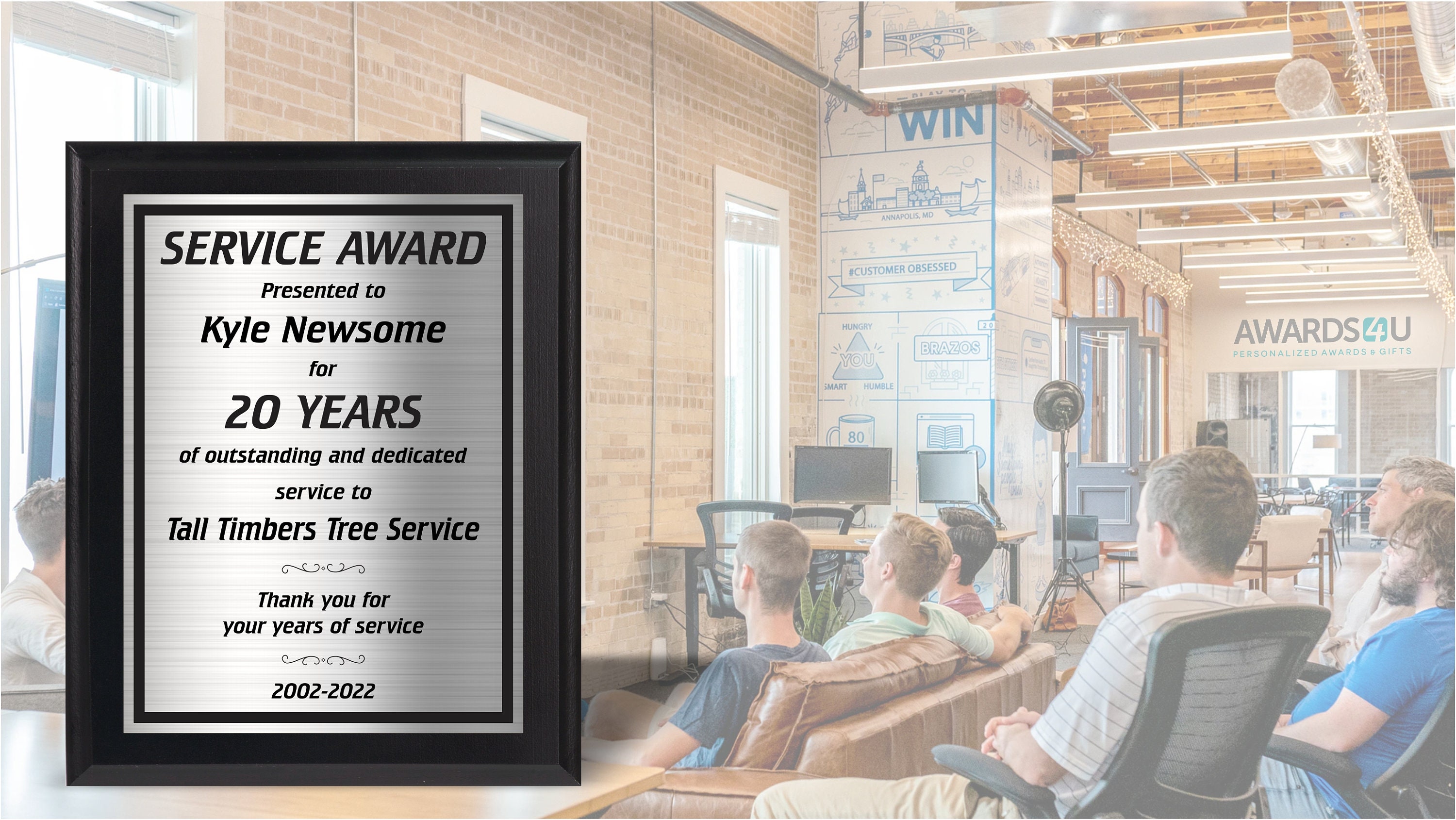 Years of Service Award 8x10 Plaque for Custom Employee Recognition - Etsy