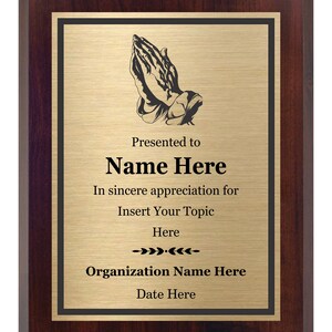 Personalized Religious Plaque - Customized Church Award - Choose Your ...