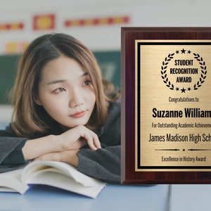 Student Recognition Award - Customized Academic Plaque for Students - Etsy