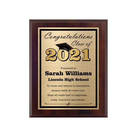 Custom Graduation Plaque Award for Graduation From High | Etsy