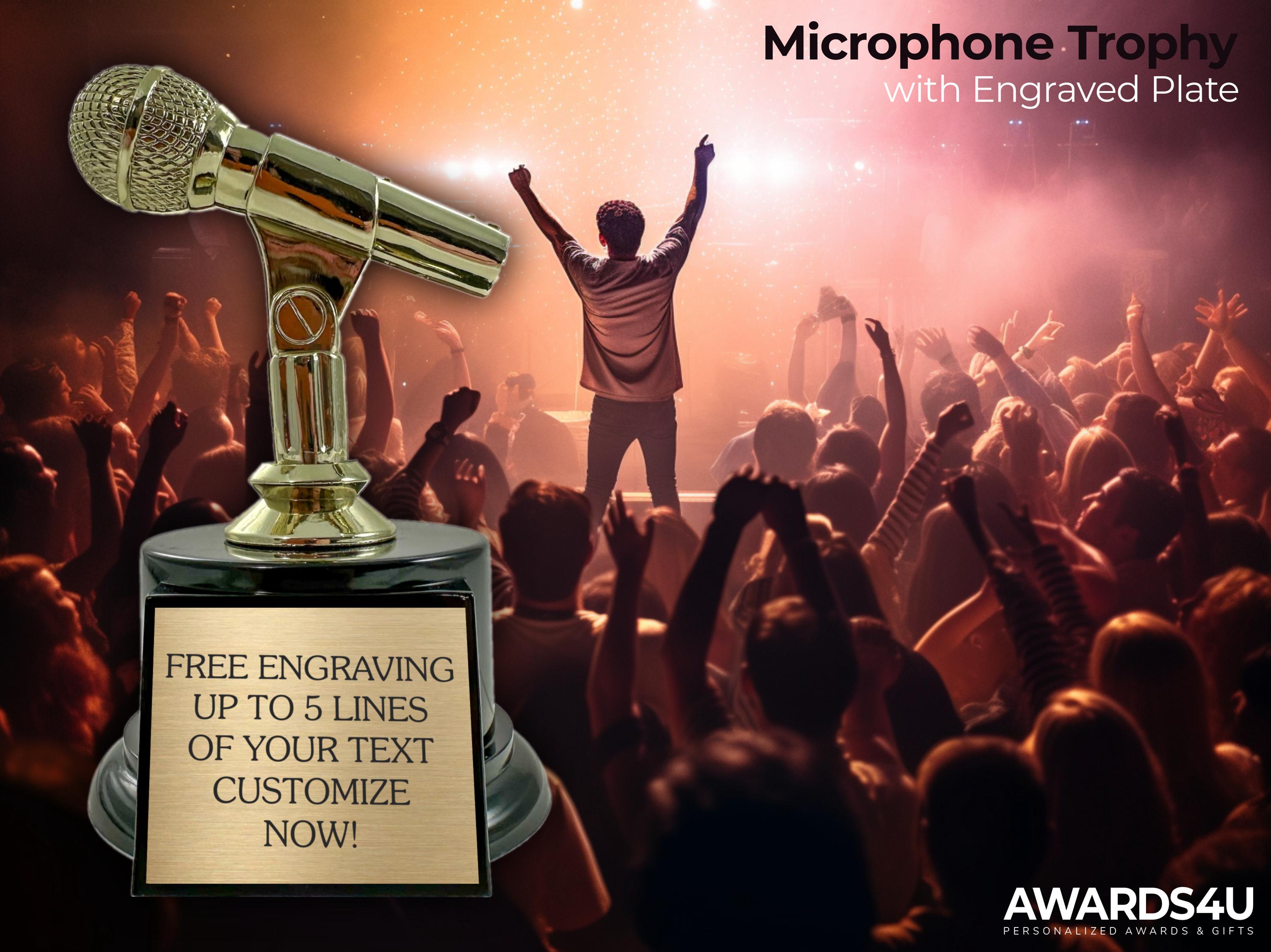 Custom Engraved Microphone Trophy - Karaoke & Singing Awards - Etsy