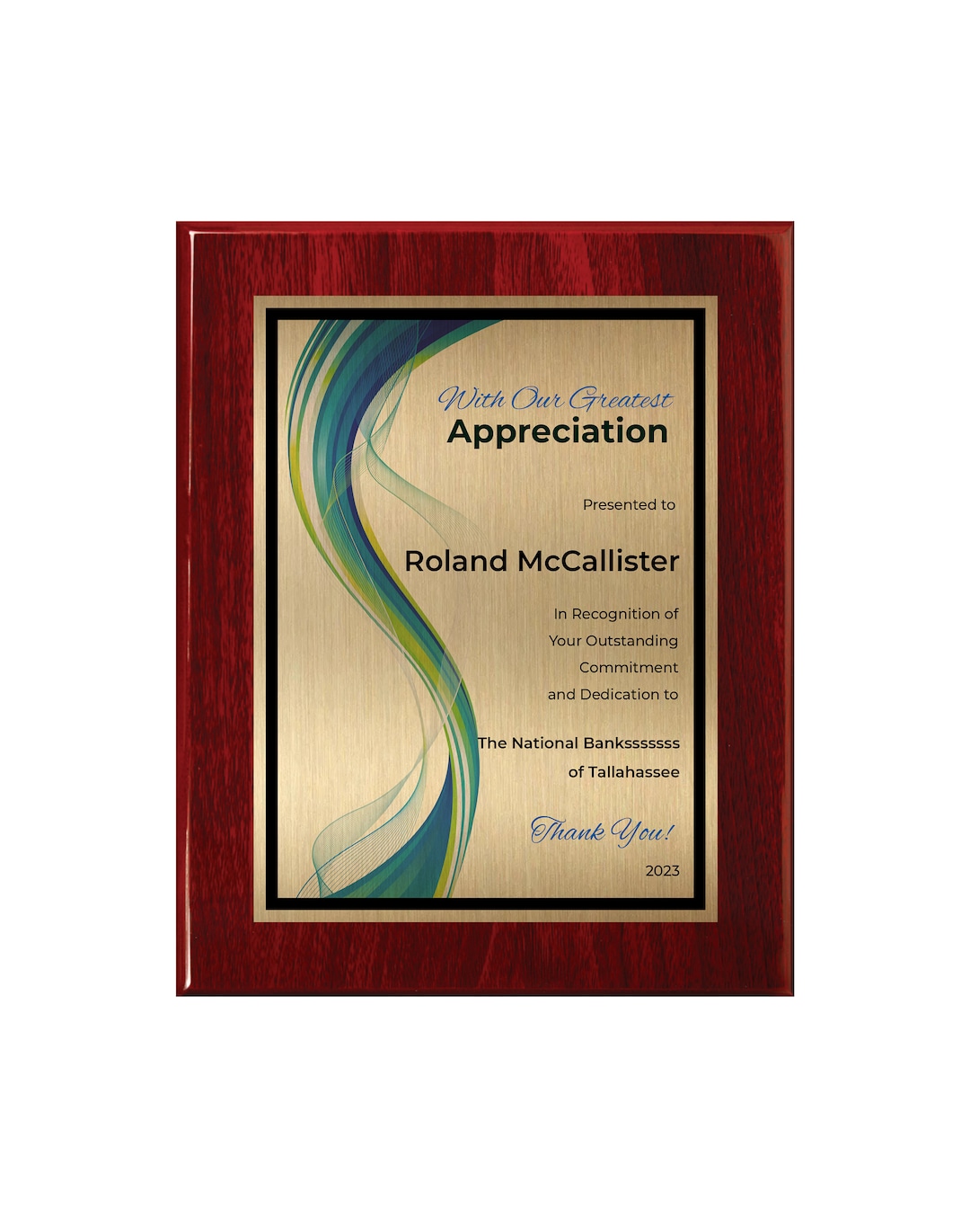 Customized Employee Recognition Plaque 12x15 Inches - Appreciation ...