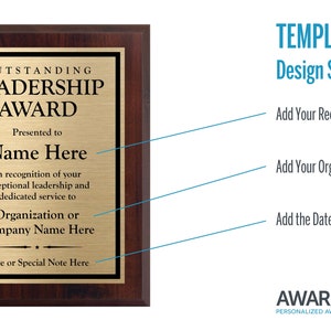Leadership Award- Plaque for Boss or Leader - Personalized to Order - Etsy