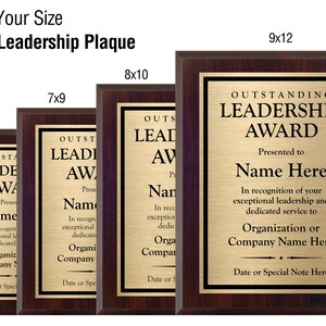 Leadership Award- Plaque for Boss or Leader - Personalized to Order - Etsy