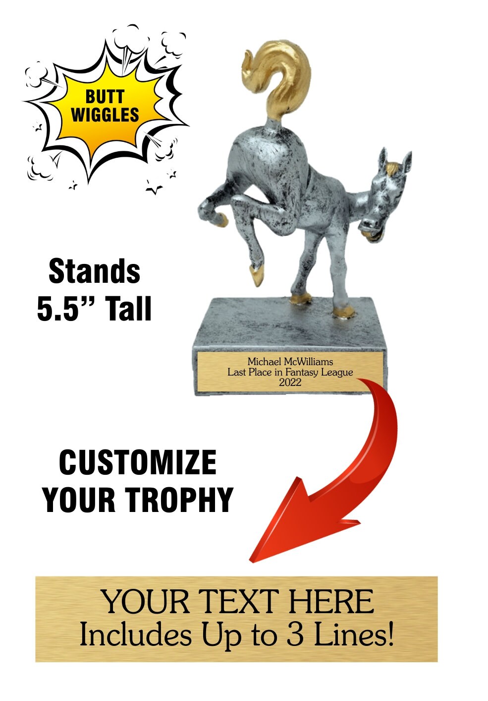Funny Loser Trophy - Bobble Horse Butt Last Place Jackass Award ...