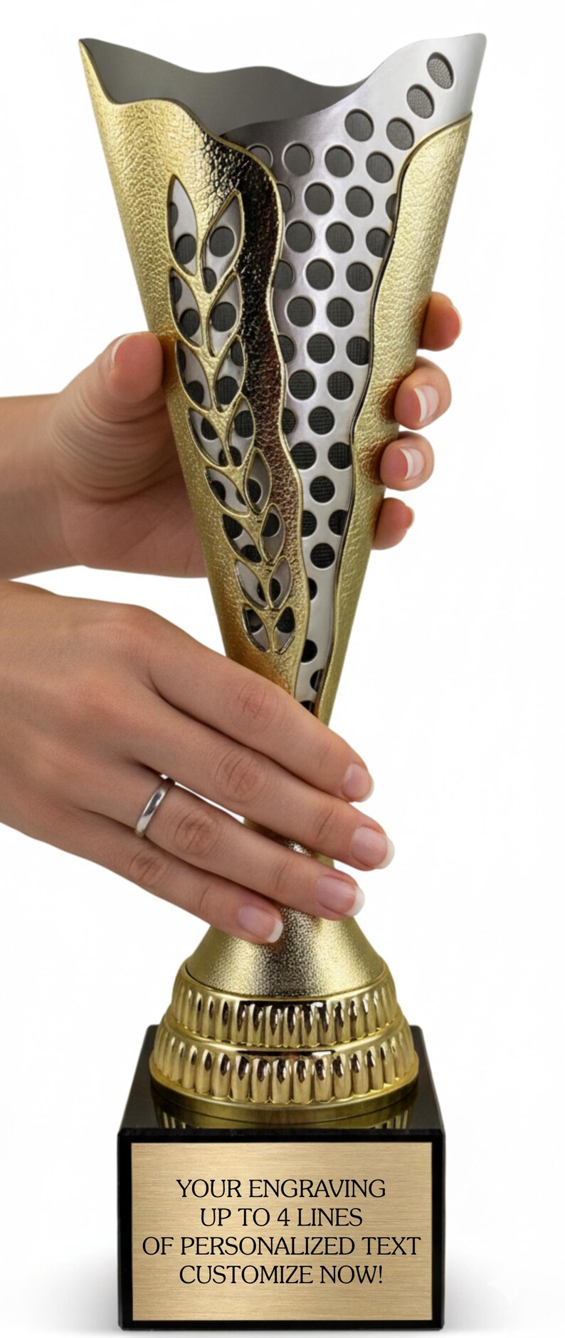 Custom Engraved Trophy Cup – Gold & Silver Award, 14