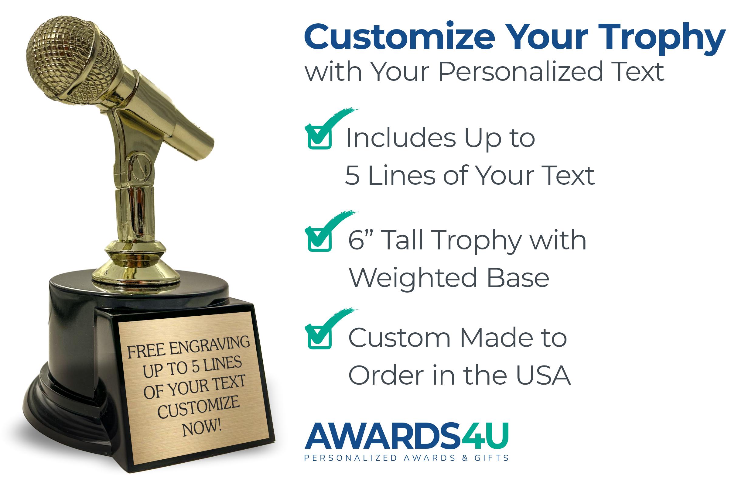 Custom Engraved Microphone Trophy - Karaoke & Singing Awards - Etsy