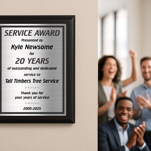 Years of Service Award 8x10 Plaque for Custom Employee Recognition - Etsy