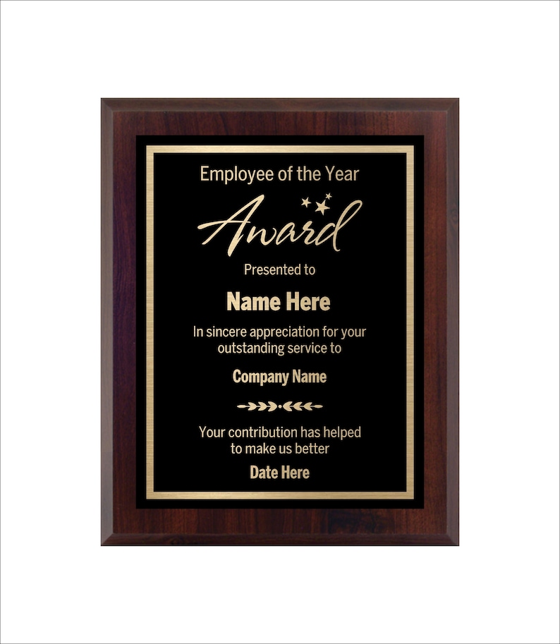 Employee of the Year Plaques Personalized Award With - Etsy
