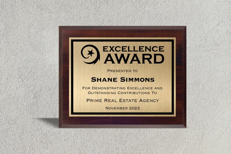Customized Excellence Award - Personalized Plaque 8x10 - Etsy