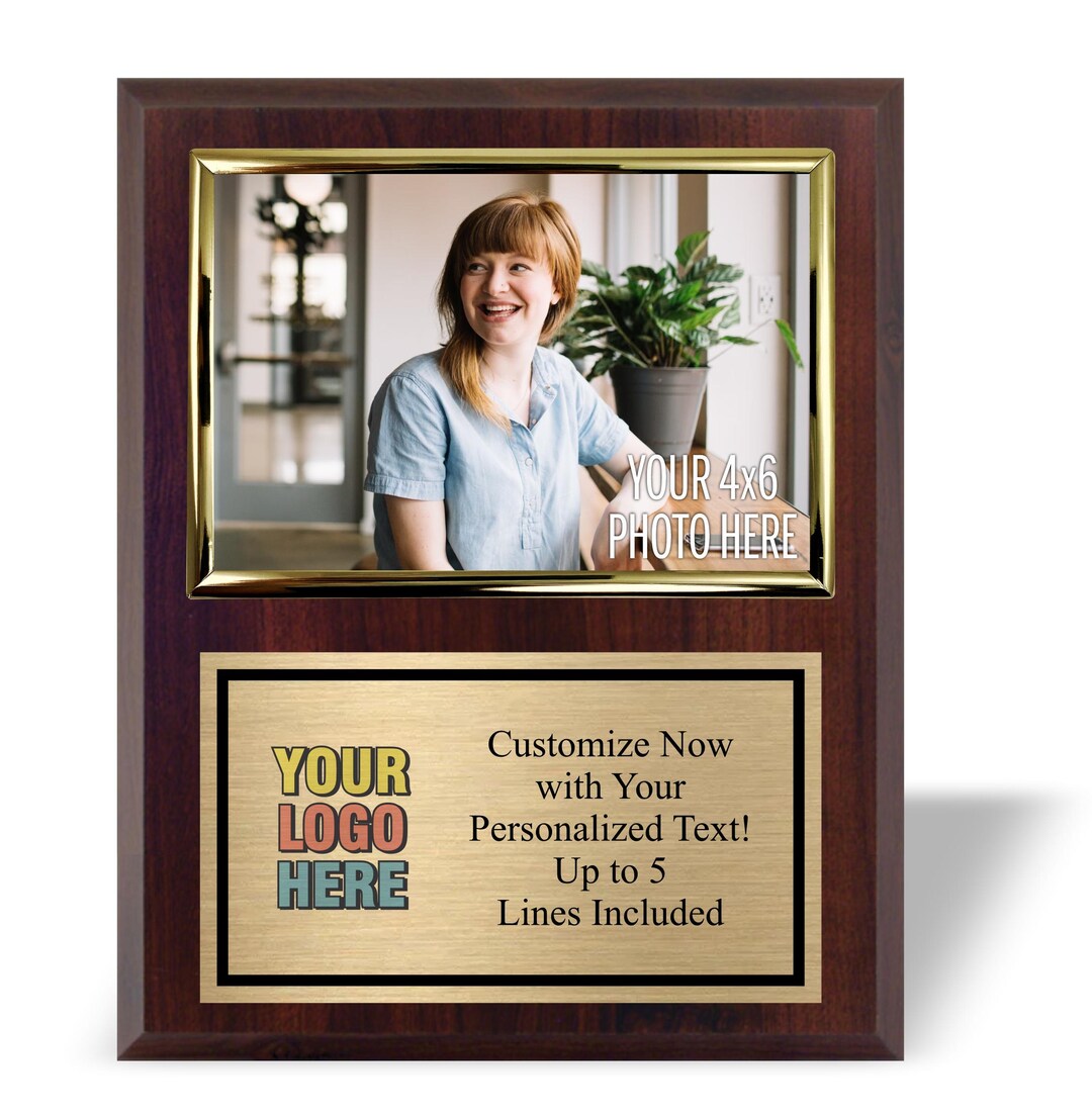 Personalized 8x10 Photo Plaque - Gold Frame, Custom Logo - Etsy