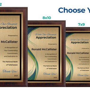 Employee Appreciation Plaque Personalized Gift - Recognition Award - Etsy