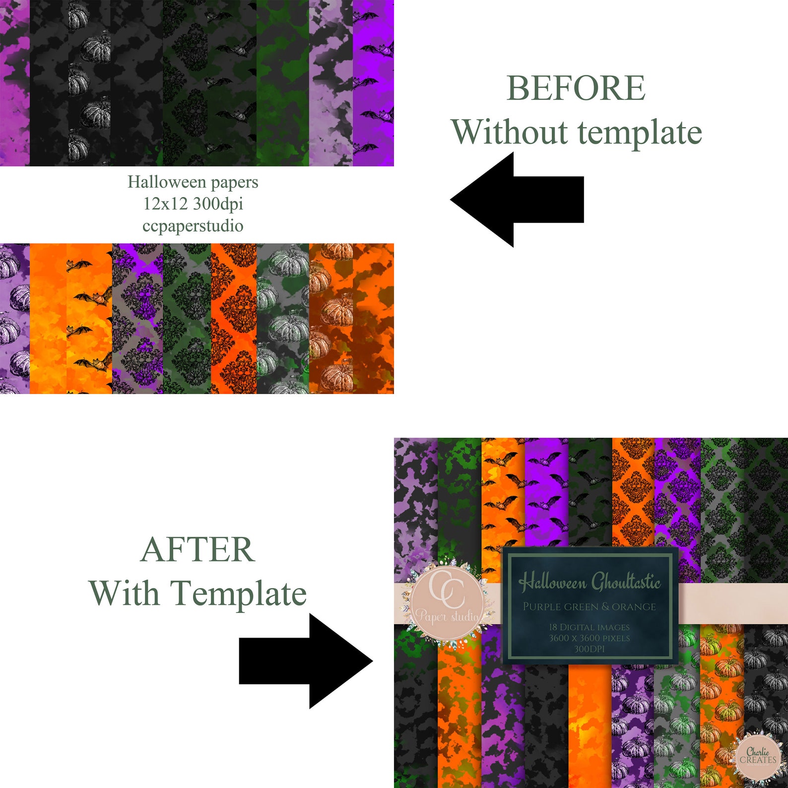 12 Panel Scrapbook Paper Mock up Template, 12 Digital Paper Mock up ...