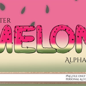Alphabet PNG Set Watermelon Doodle Letters Sublimation - Etsy