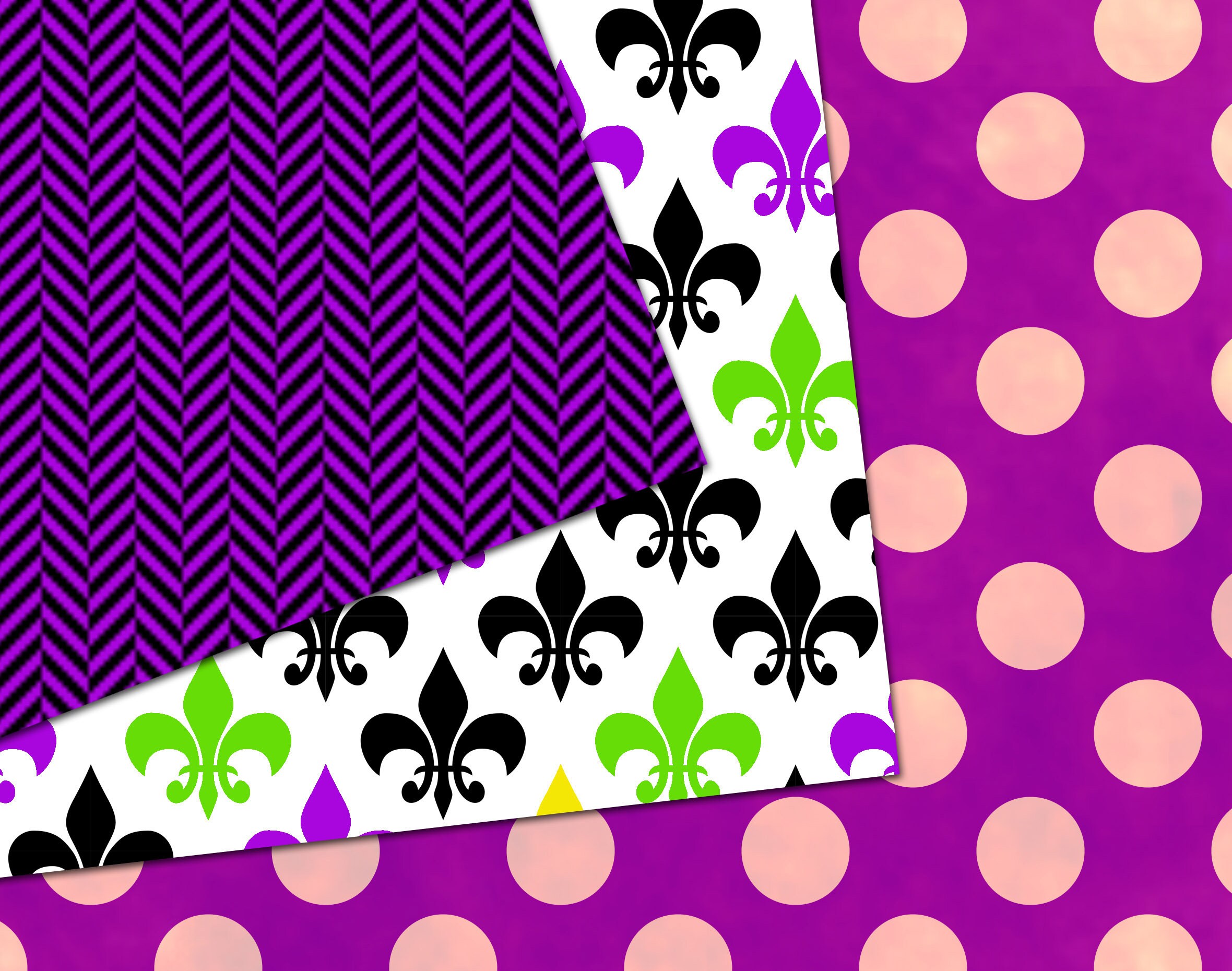 Digital Mardi Gras Paper Pack, Printable Wrapping Paper, Paper Craft ...