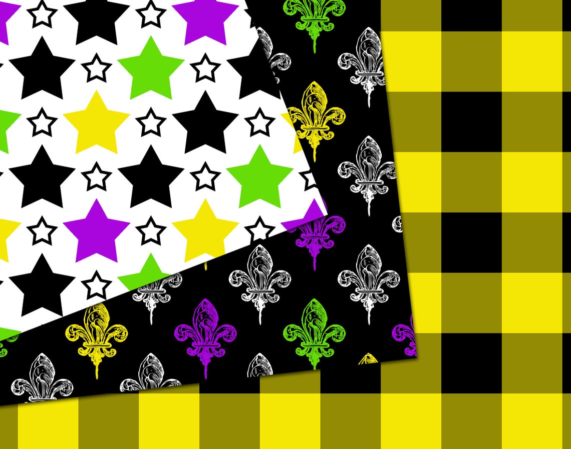 Digital Mardi Gras Paper Pack, Printable Wrapping Paper, Paper Craft ...