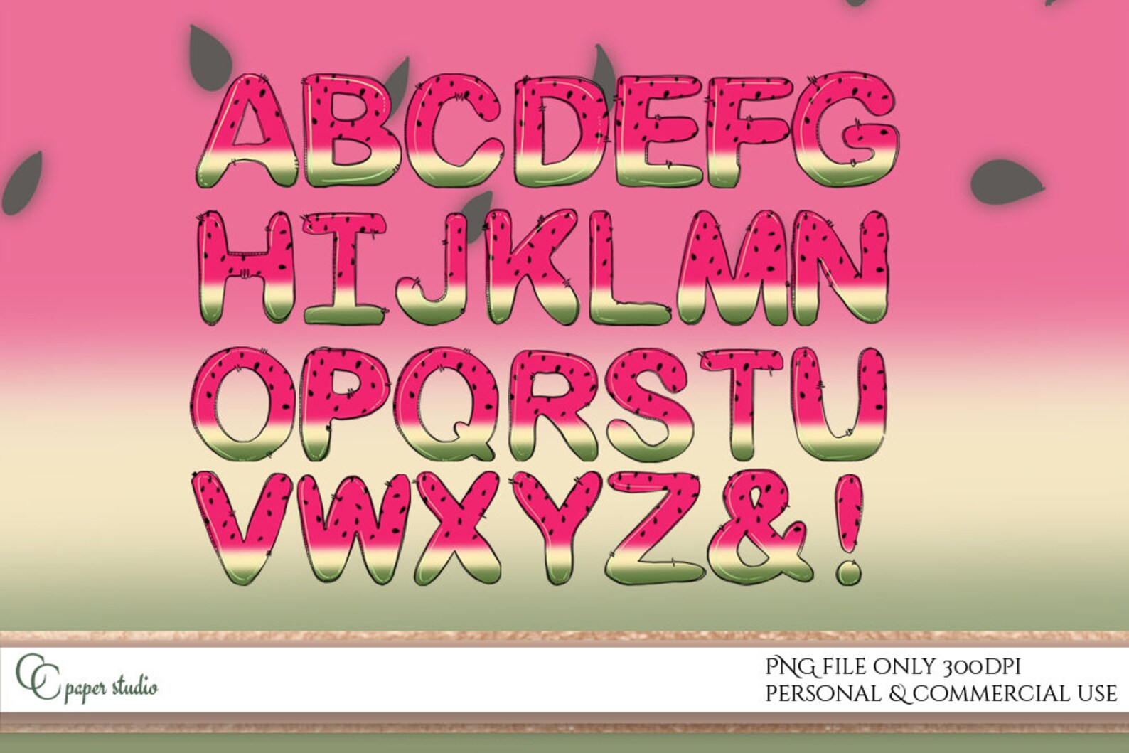 Alphabet PNG Set Watermelon Doodle Letters Sublimation - Etsy