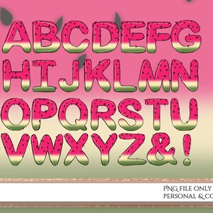 Alphabet PNG Set Watermelon Doodle Letters Sublimation - Etsy