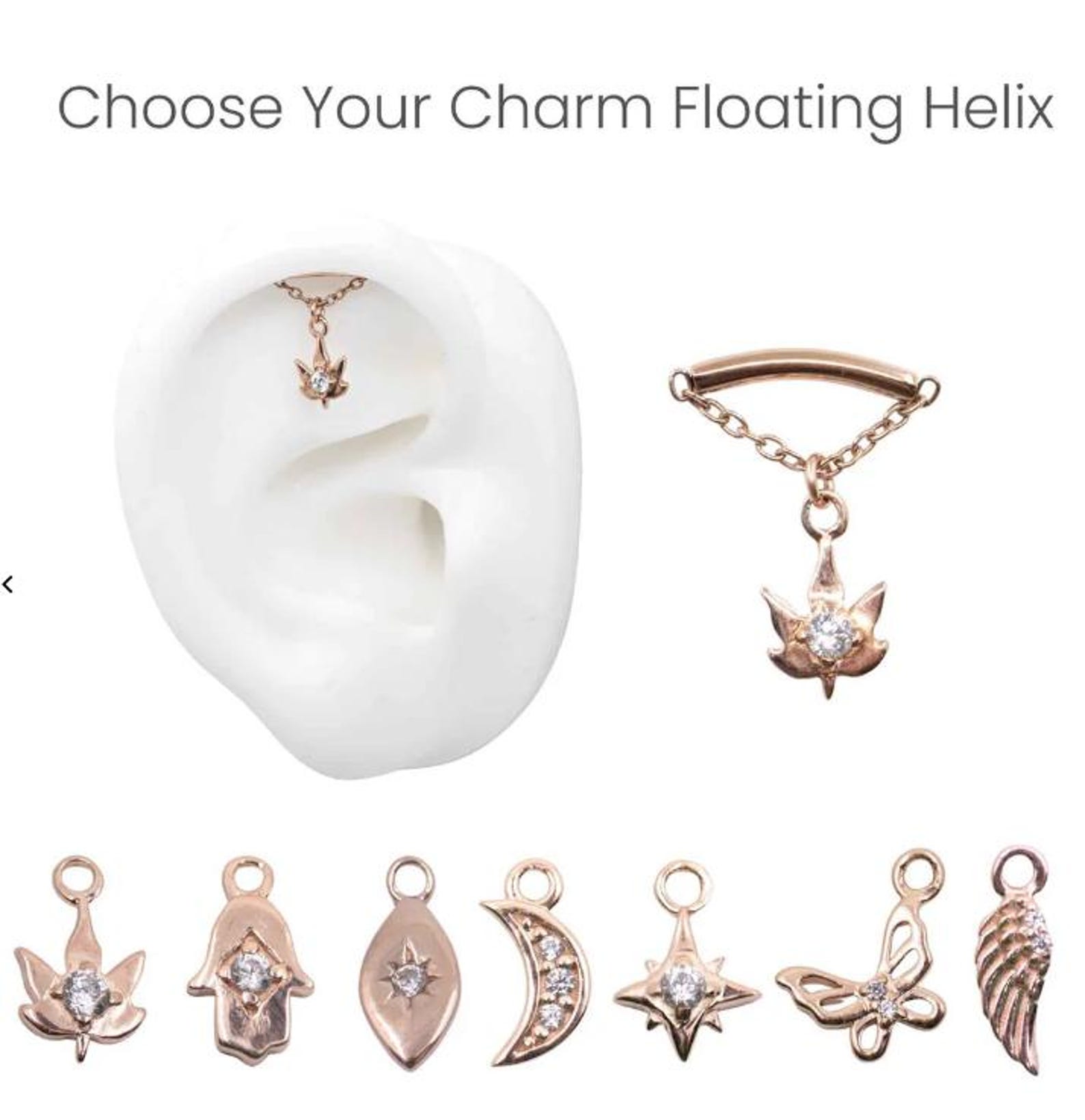 Charmed Floating Helix Top (rose Gold Earring Chain Connector, Ear ...