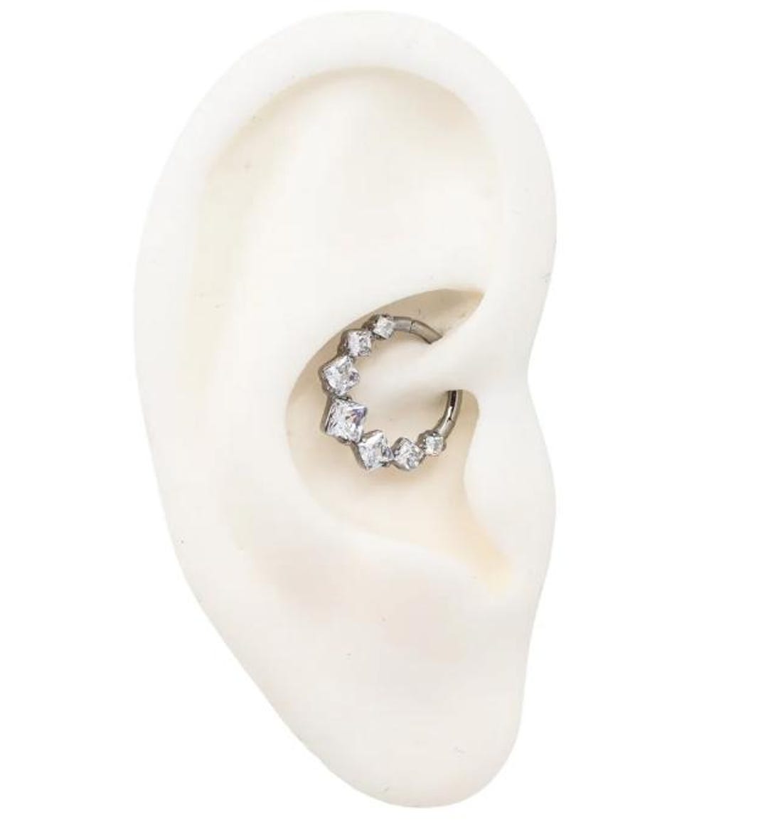 Crystal Clicker Hoop (silver Hoop Earrings, Titanium Hoops, Clicker ...