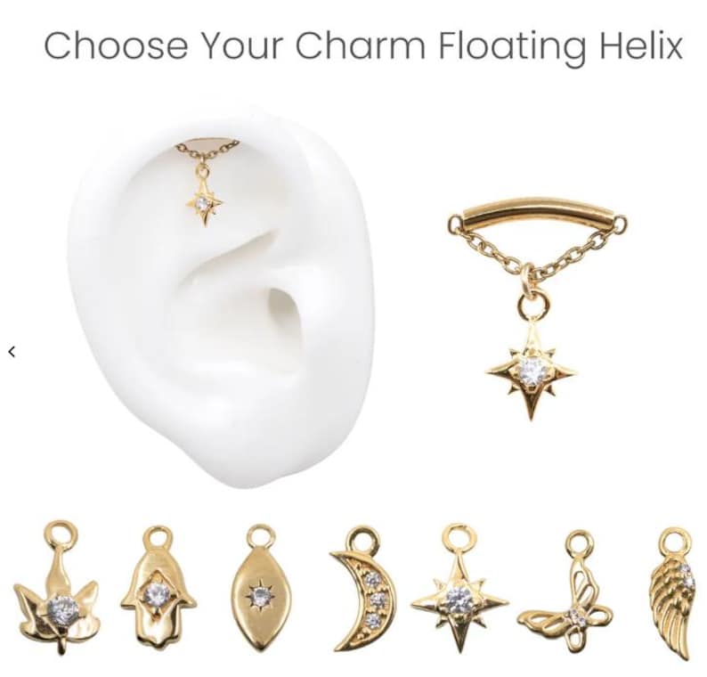 Charmed Floating Helix Top (rose Gold Earring Chain Connector, Ear ...