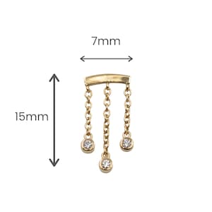 14k Triple Crystal Floating Helix Earring Gold (threadless Flat Back ...